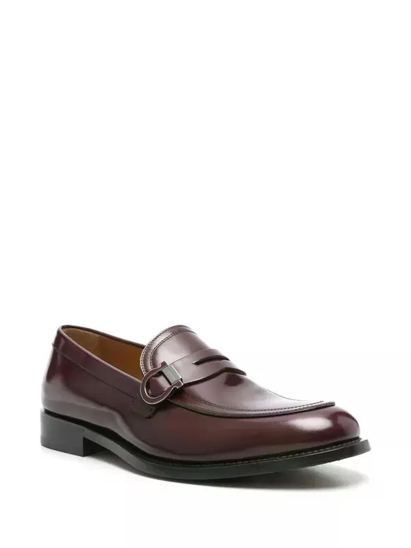 FERRAGAMO Gancini-plaque Leather Moccasins - Red