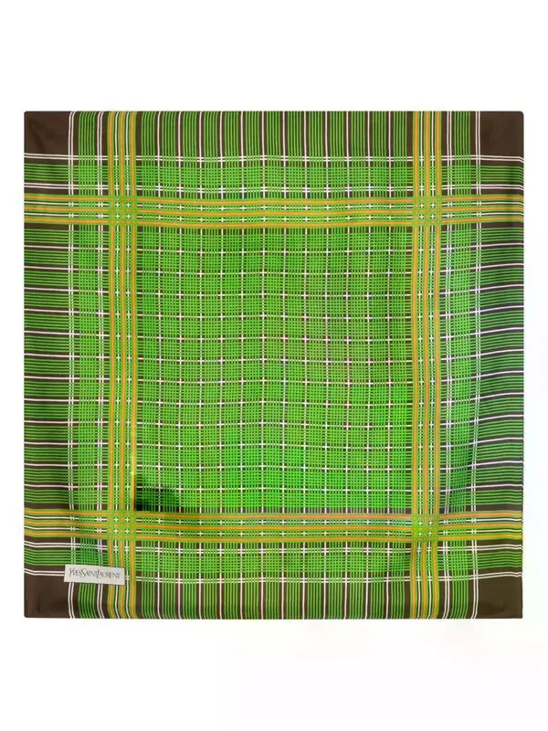 Saint Laurent 1970s Tartan-check Silk Scarf - Green