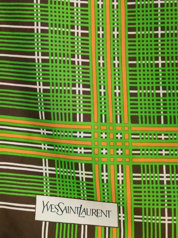 Saint Laurent 1970s Tartan-check Silk Scarf - Green