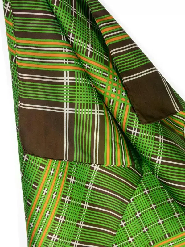 Saint Laurent 1970s Tartan-check Silk Scarf - Green