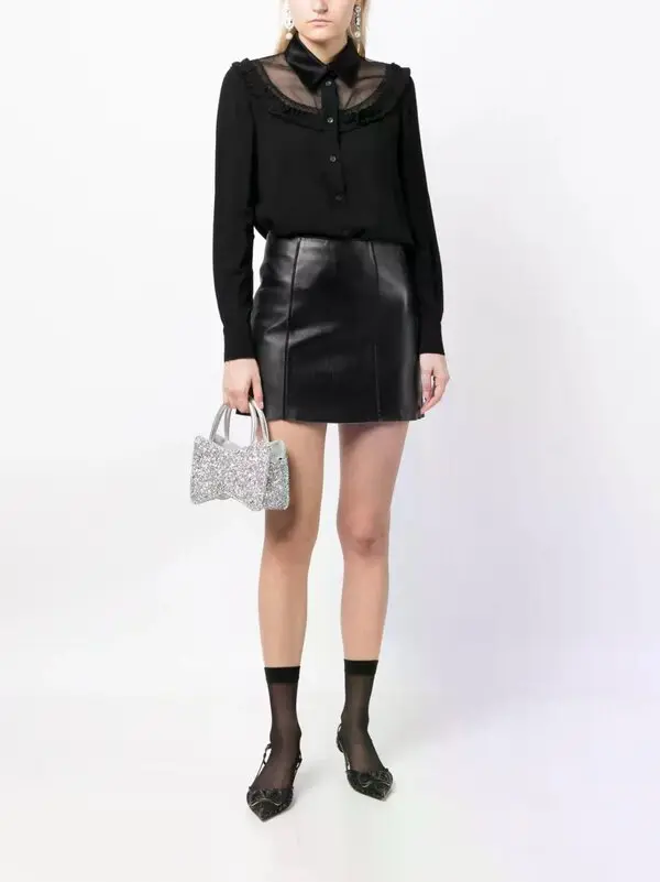 Miu Miu Sheer-paneled Long-sleeve Shirt