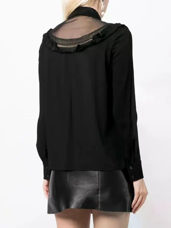 Miu Miu Sheer-paneled Long-sleeve Shirt