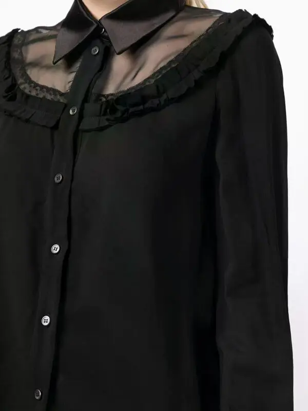 Miu Miu Sheer-paneled Long-sleeve Shirt