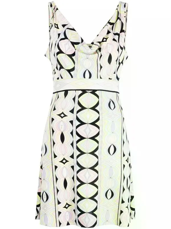 Emilio Pucci Geometric-pattern Belted Mini Dress - White