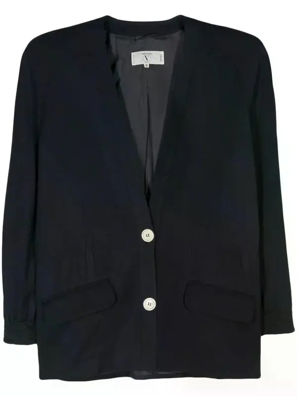 Valentino Garavani 1980s Single-breasted Wool Jacket - Blue