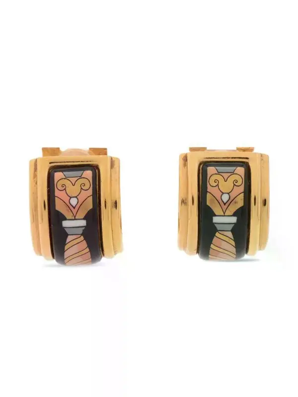 Hermès 1980-2000s Logo Clip-on Earrings - Gold