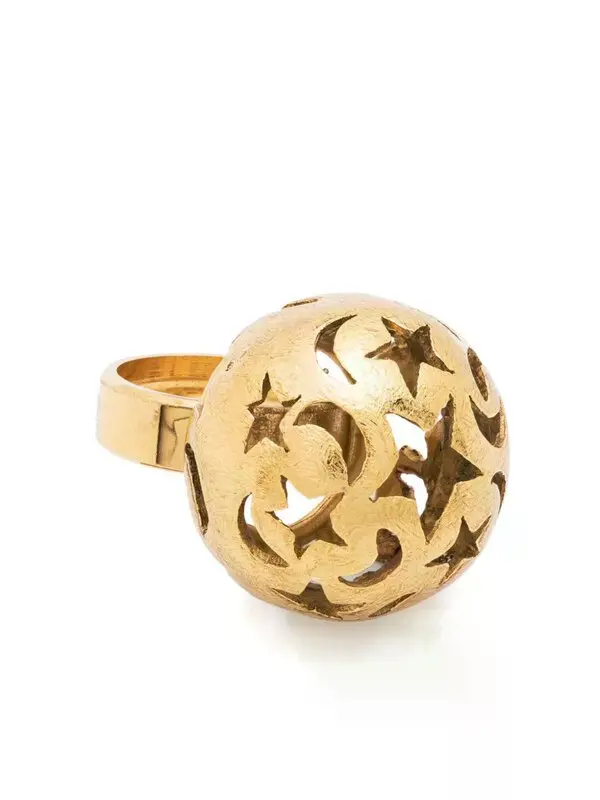 Saint Laurent 1990s Cut-out-detail Ball Ring - Gold