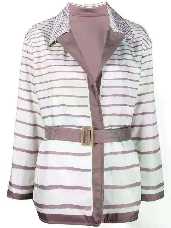 Hermès 2000s Reversible Striped Belted Jacket