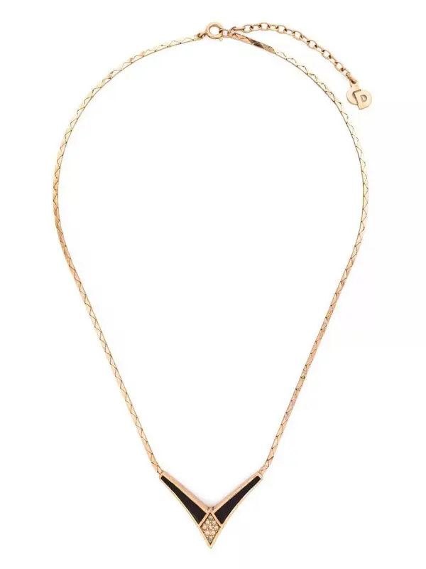 Dior 1990s V-detail Flat-chain Necklace - Gold