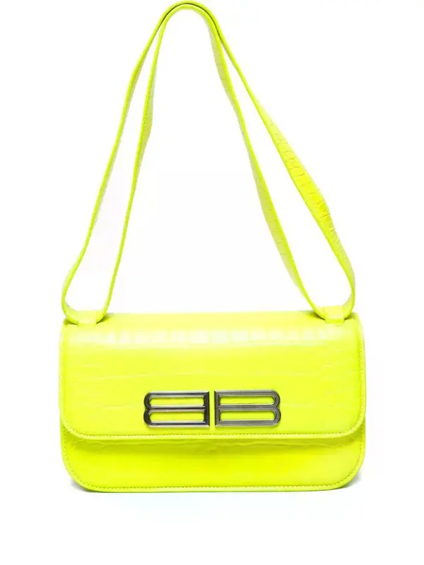 Balenciaga Gossip Crocodile-effect Shoulder Bag - Yellow