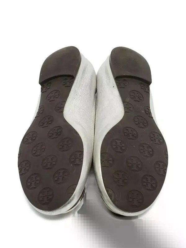 Tory Burch Minnie Metallic-effect Leather Ballet Flats - Silver