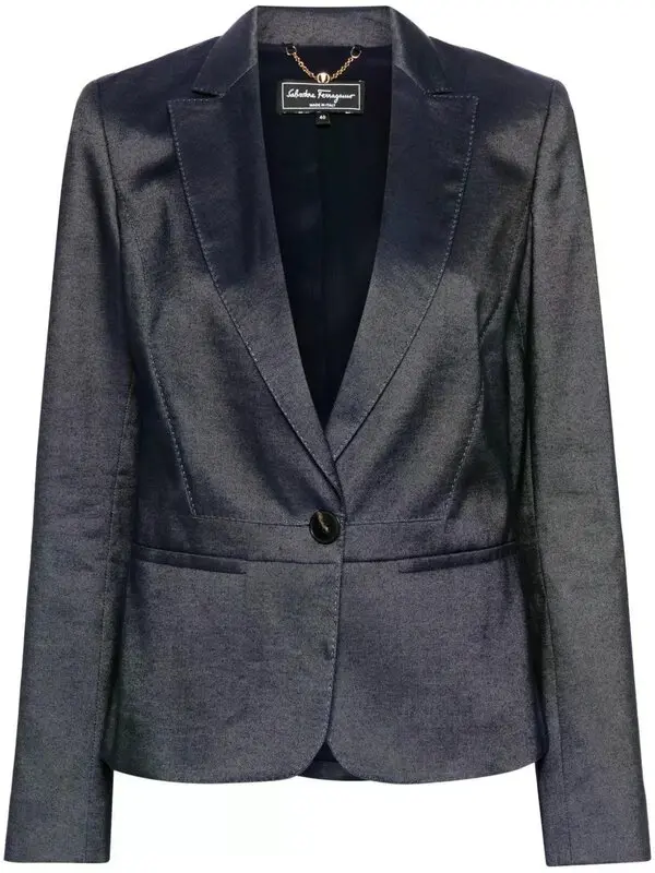 FERRAGAMO 2000s Single-breasted Peplum Blazer - Blue