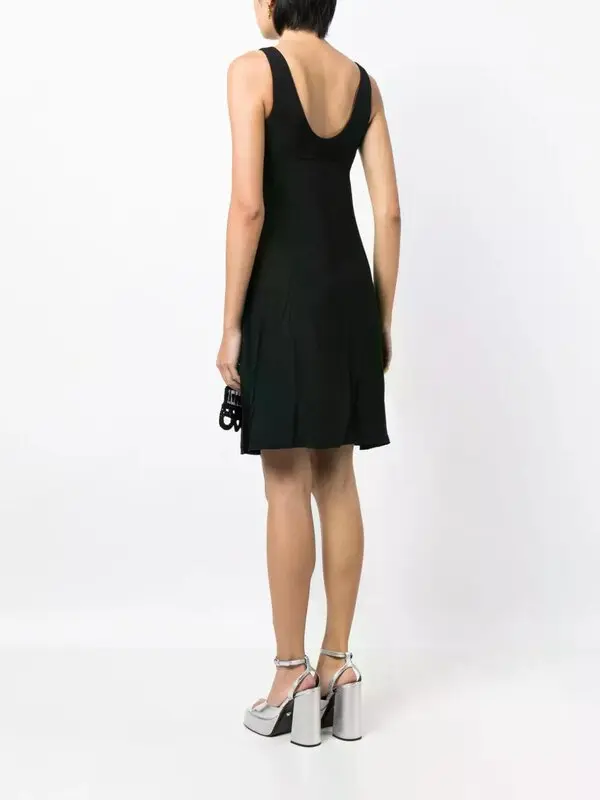 Prada Cotton Blend Crochet Panelled Sleeveless Knee-length Dress