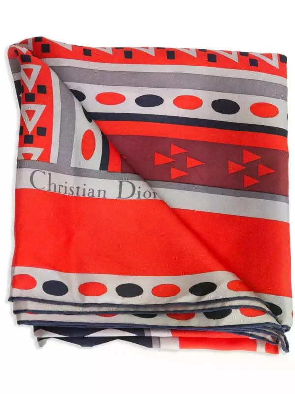 Dior 1970s Geometric-print Scarf - Red