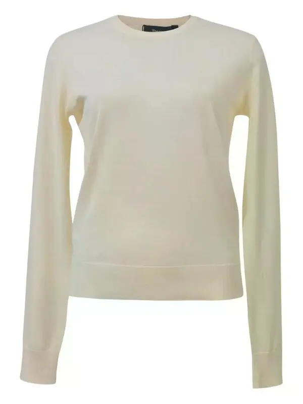 Theory Crew-neck Ribbed-trim Sweater - Neutrals