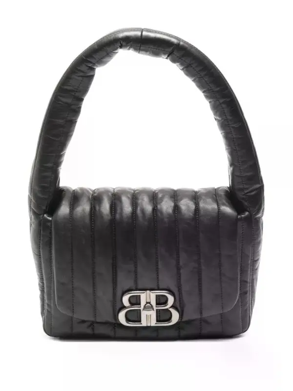 Balenciaga Monaco Quilted Logo-plaque Shoulder Bag - Black