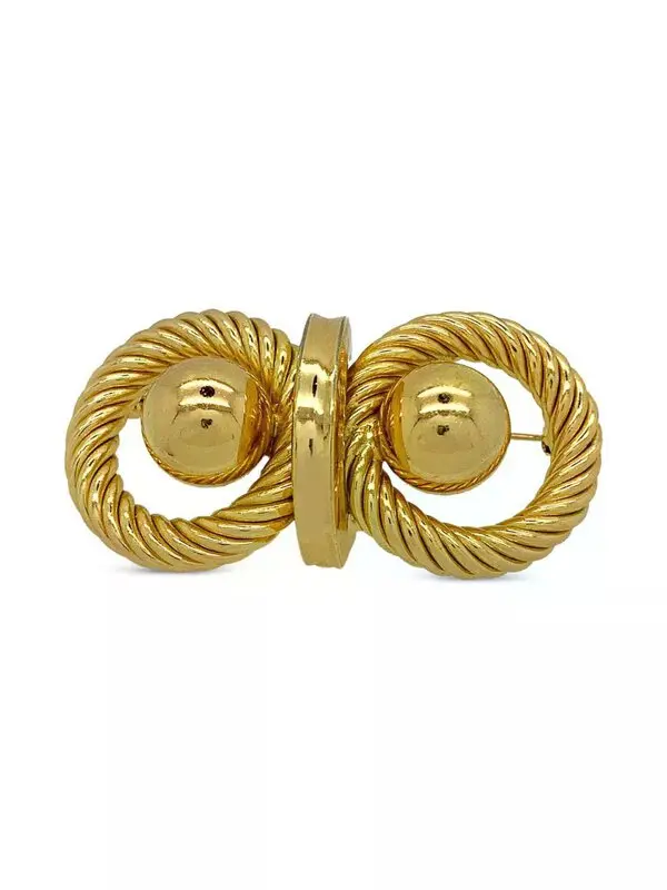 Dior 1970s Rope-design Ball Brooch - Gold