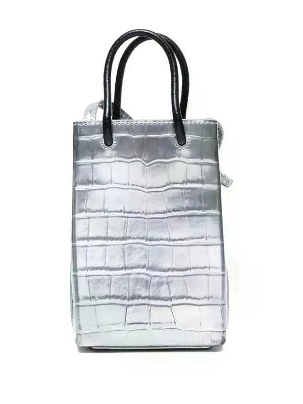 Balenciaga Crocodile-effect Mini Tote Bag - Grey
