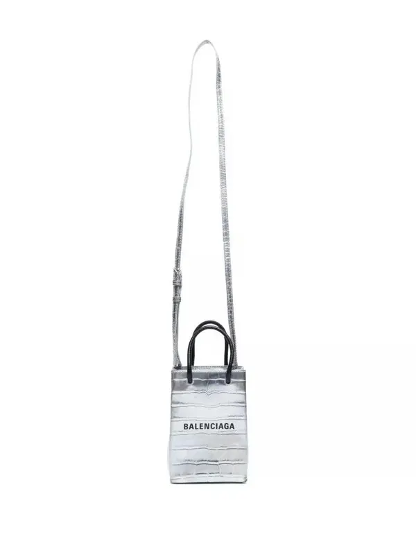 Balenciaga Crocodile-effect Mini Tote Bag - Grey