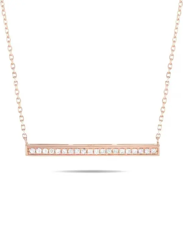 LB EXCLUSIVE 14k Rose Gold Diamond Bar Necklace - Pink