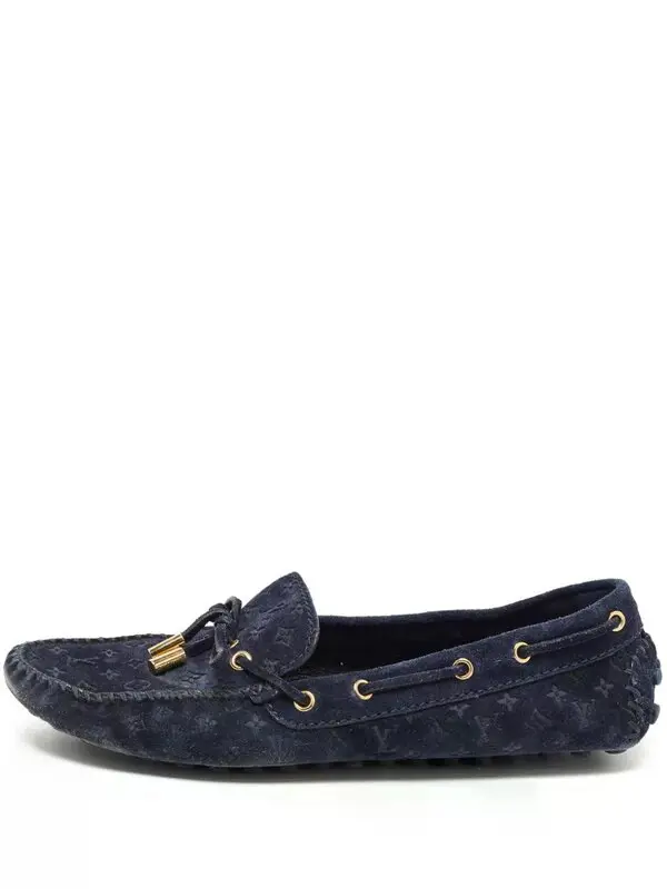 LOUIS VUITTON Monogram-debossed Suede Loafers