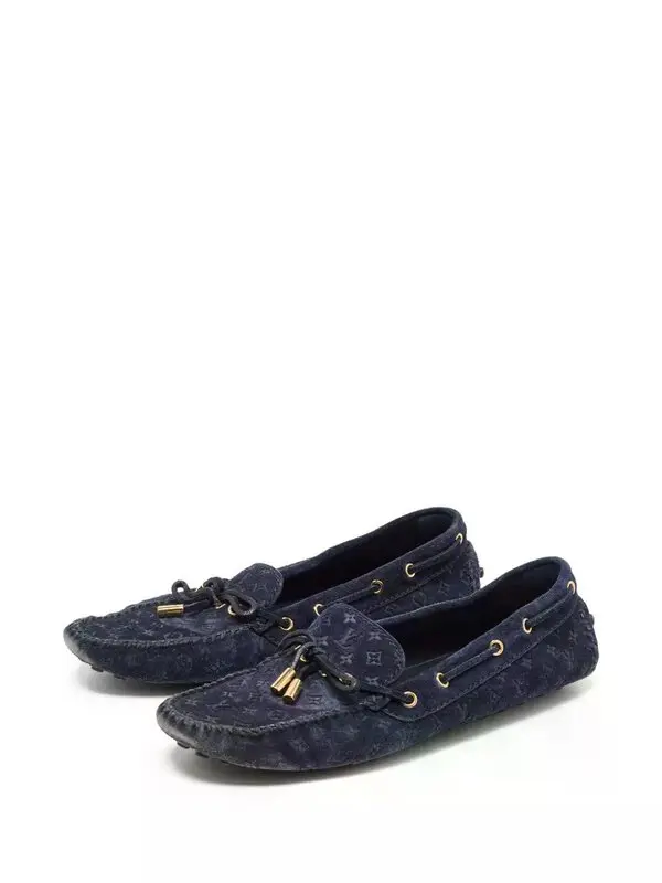 LOUIS VUITTON Monogram-debossed Suede Loafers