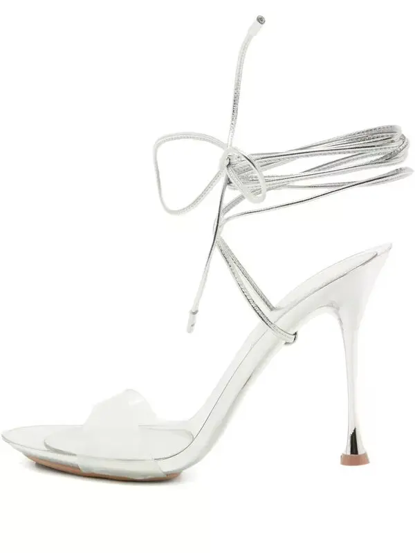 GIANVITO ROSSI 110mm Leather Heeled Sandals - Grey