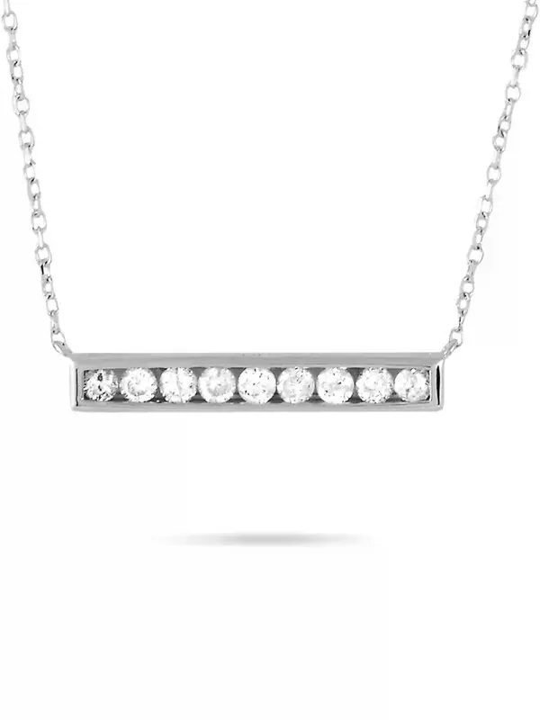LB EXCLUSIVE 14k Gold Diamond Bar Necklace - White