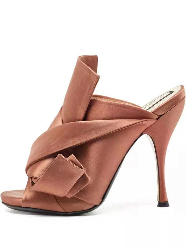 N°21 120mm Knotted Satin Sandals - Brown