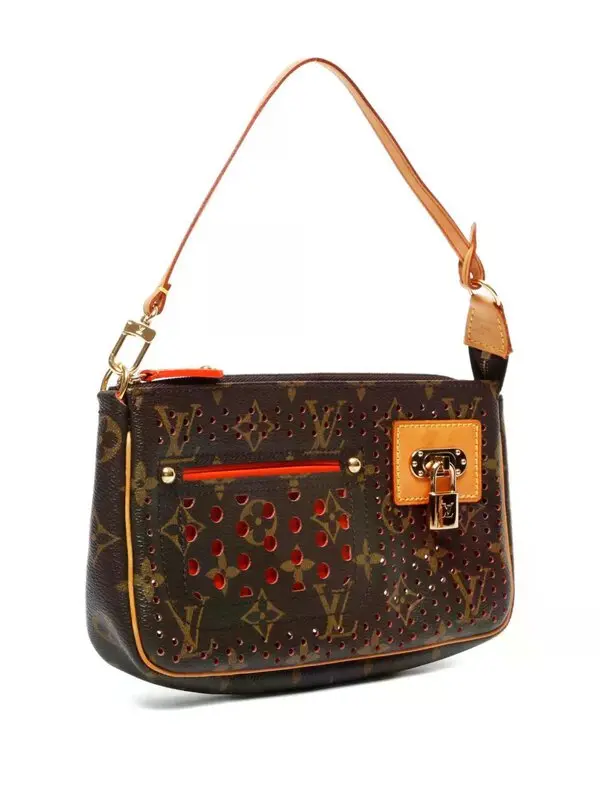 LOUIS VUITTON 2006 Perforated Pochette Accessory Shoulder Bag - Brown