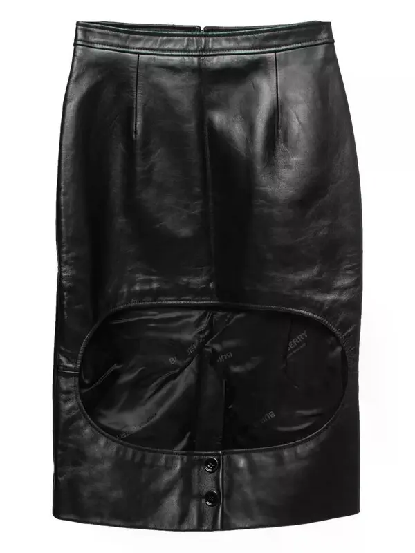 Burberry Cut-out Leather Skirt - Black