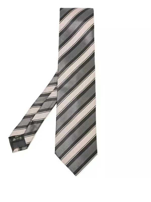 Ermenegildo Zegna Striped Silk Tie - Grey