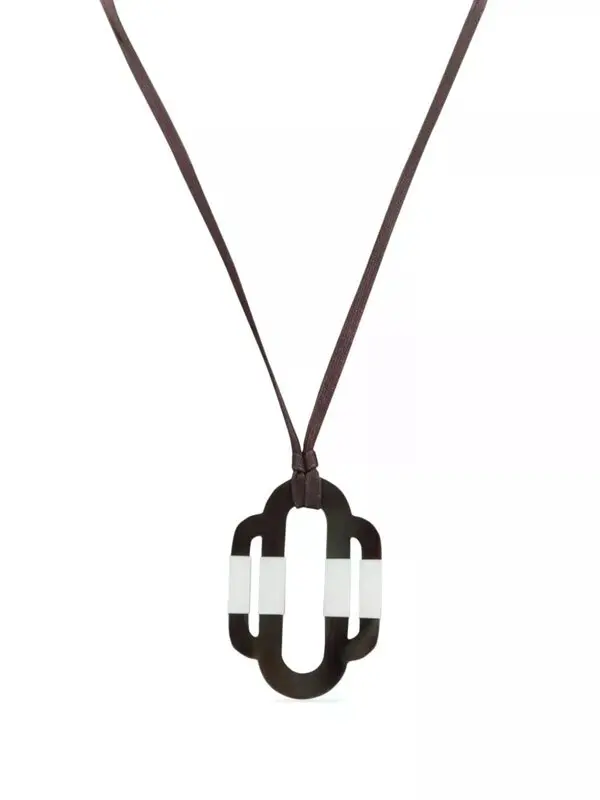 Hermès 1990-2015s Attelage Buffalo Horn Necklace - Brown