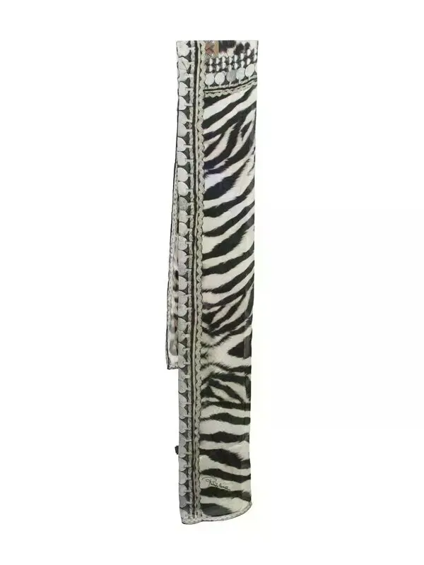 Roberto Cavalli Zebra-print Silk Scarf - Black