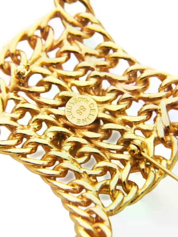 Celine 1980-1990s Triomphe Chain-logo Brooch