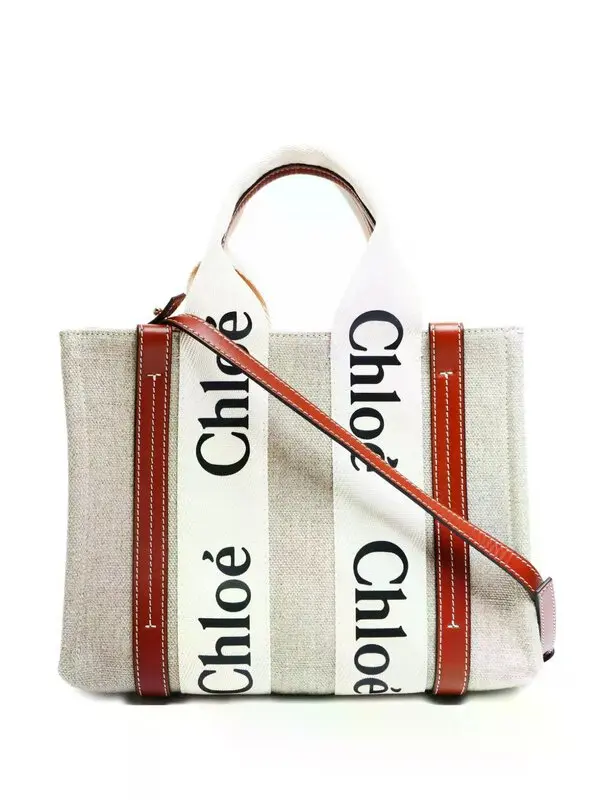 Chloé Small Woody Logo Strap Tote Bag - Neutrals