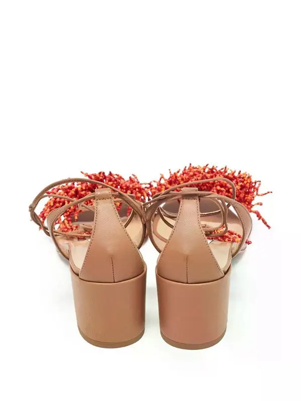 AQUAZZURA 60mm Beaded Block-heel Sandals - Brown