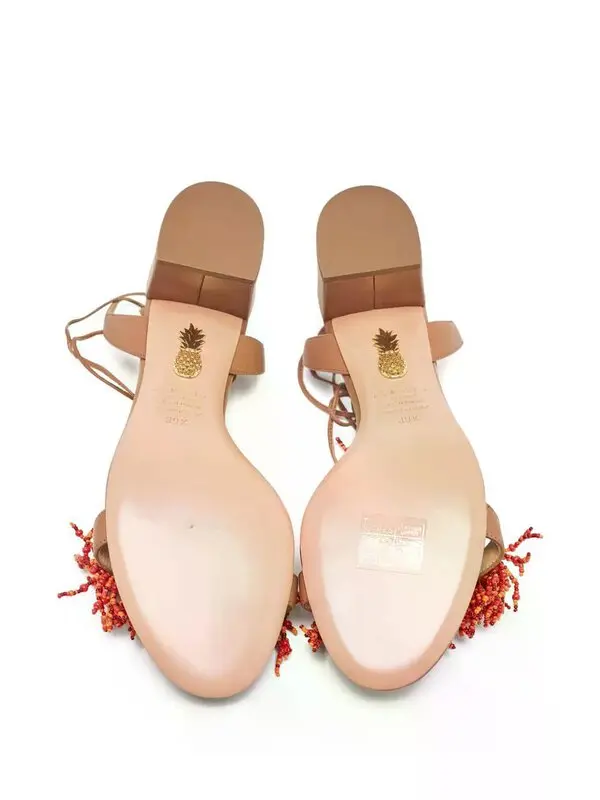 AQUAZZURA 60mm Beaded Block-heel Sandals - Brown