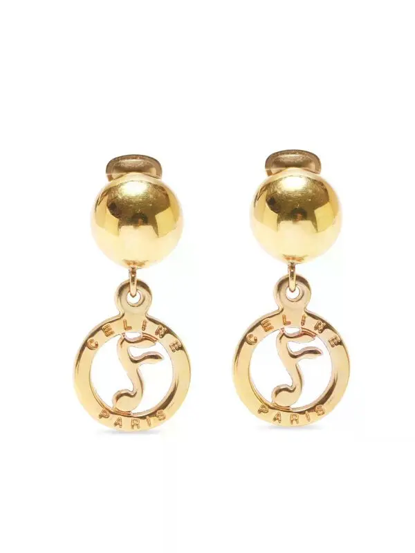 Celine 1990 Clip-on Drop Earrings - Gold