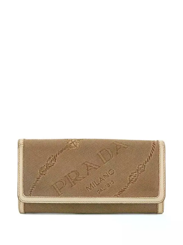 Prada Jacquard Leather Wallet - Neutrals