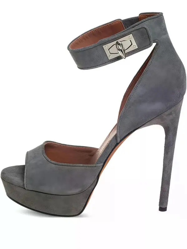Givenchy 135mm Suede Platform Sandals - Grey