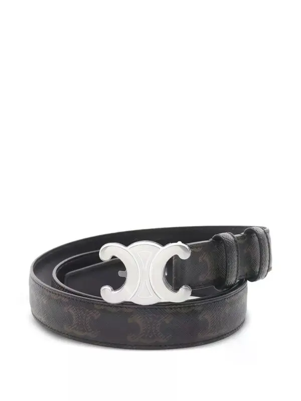 Celine Triomphe Leather Belt - Black