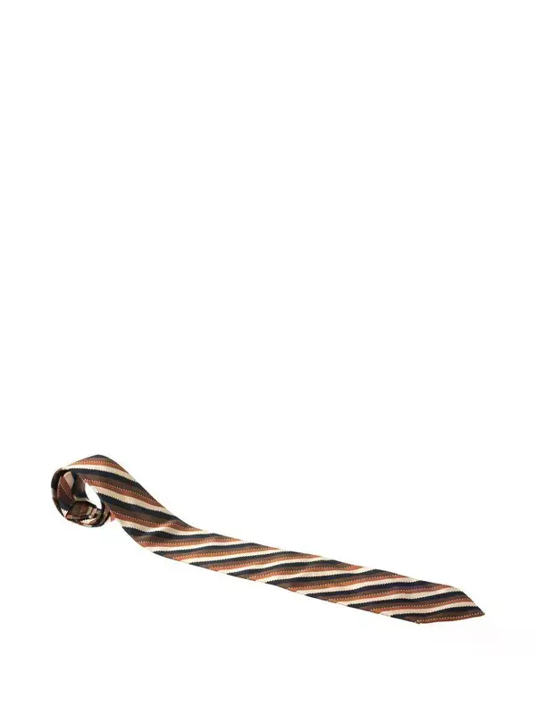 Brioni Striped Silk Tie - Brown