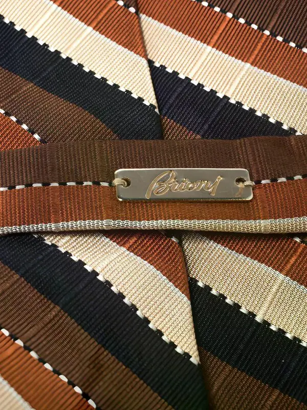 Brioni Striped Silk Tie - Brown