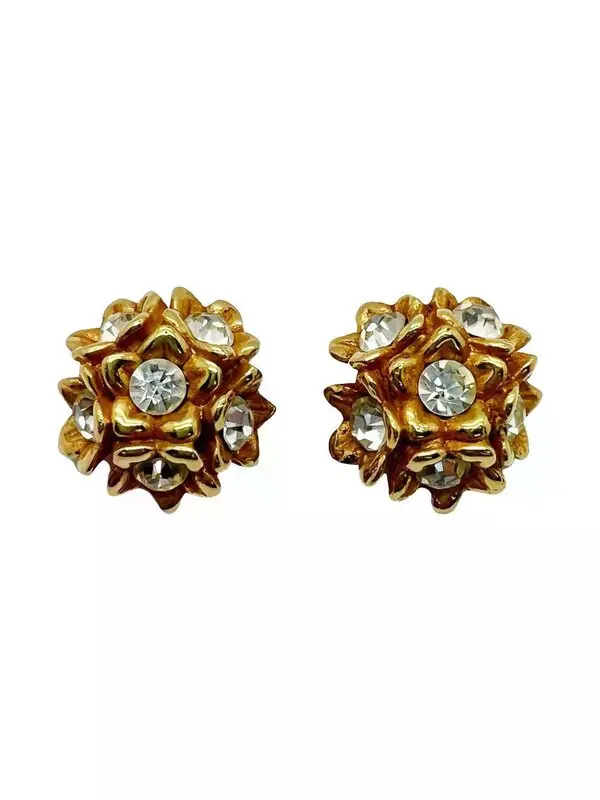 JENNIFER GIBSON JEWELLERY 1980s Alexis Lahellec Floral-cluster Clip-on Earrings - Gold
