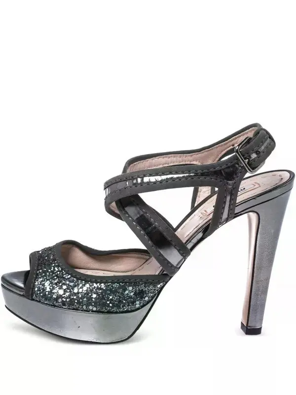 Miu Miu 120mm Glitter Platform Sandals
