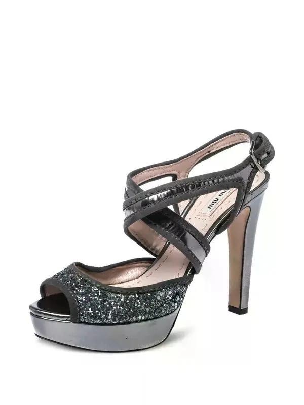 Miu Miu 120mm Glitter Platform Sandals