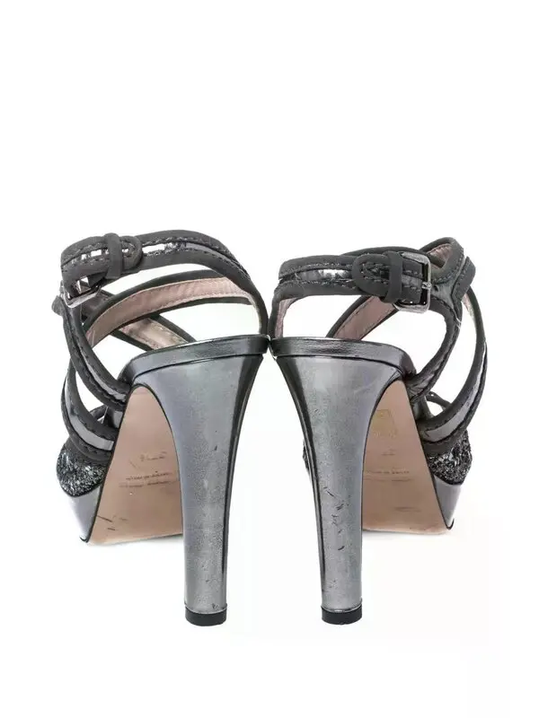 Miu Miu 120mm Glitter Platform Sandals