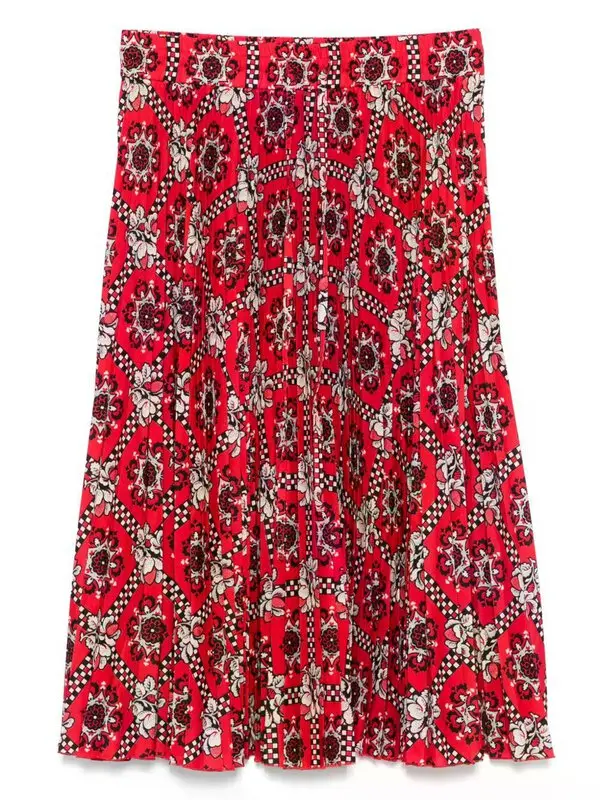 Valentino Garavani 2000s Floral-print Pleated Skirt