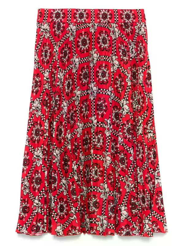 Valentino Garavani 2000s Floral-print Pleated Skirt